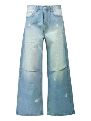 BREATH Ripped Embellished Wide Leg Jeans - Blue