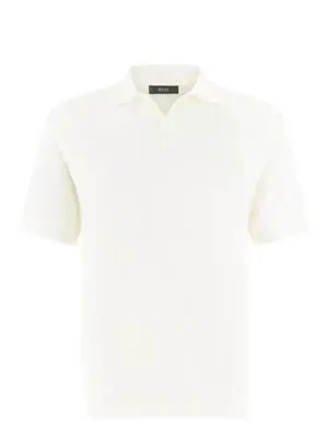 Boggi Milano Open-neck Knitted Polo Shirt - White
