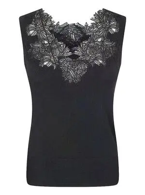 Ermanno Scervino Lace-trimmed Tank Top - Black