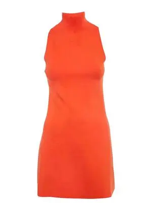COURREGES Ribbed-knit Turtleneck Dress - Orange