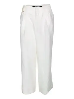 Jacquemus Pleated Linen Trousers - White