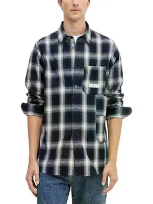 Armani Exchange Check-pattern Pocket Shirt - Blue