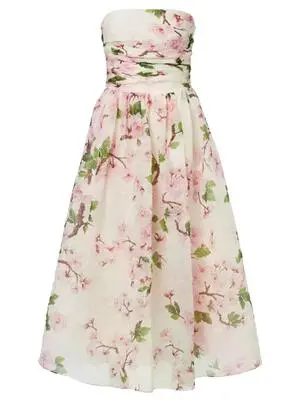 Oscar De La Renta Floral Strapless Maxi Dress - Neutrals