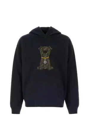 Fendi Dog-motif Cotton Hoodie - Blue