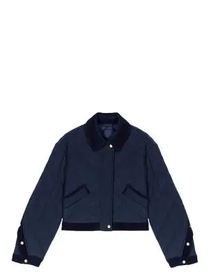 Maje Quilted Woven Jacket - Navy