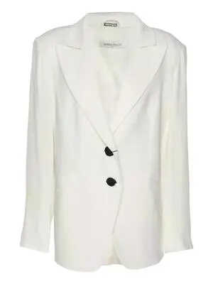 Marina Rinaldi Single-breasted Crepe Blazer - White