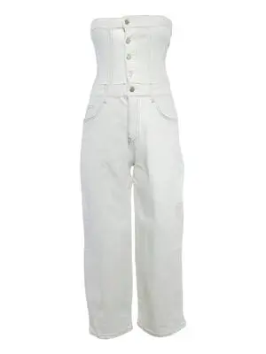 WEAR THAT Strapless Denim Jumpsuit - White