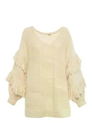 Johanna Ortiz Knit Fringed Sweater - Neutrals