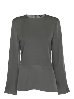 Theory Full-sleeve Silk Top - Grey
