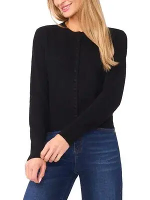 CECE DUPRAZ Ribbed Button Cardigan - Rich Black