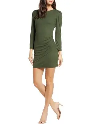 Ali & Jay Long Sleeve Ribbed Minidress - Army