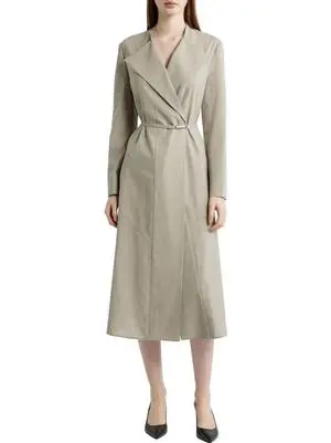 BOSS Dimosal Long-sleeve Wool Midi Dress - Pumice