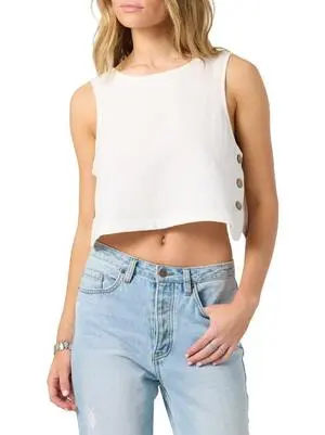 O'Neill Side Button Crop Tank - White