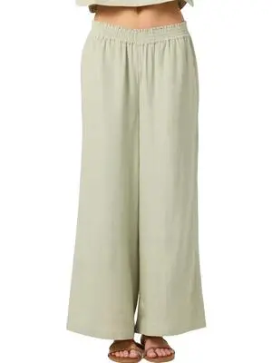O'Neill Wide-leg Pants With Smocked Waist - Desert Sage