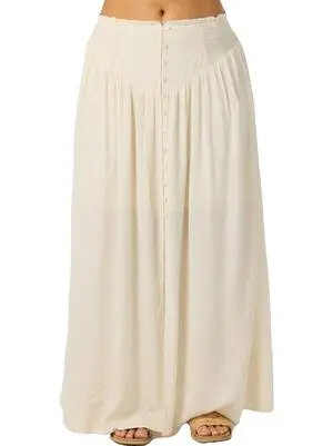O'Neill Trystyn Button Front Midi Skirt Tapioca