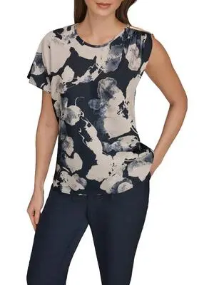 Donna Karan New York Asymmetrical Printed Top - Nightfall Multi