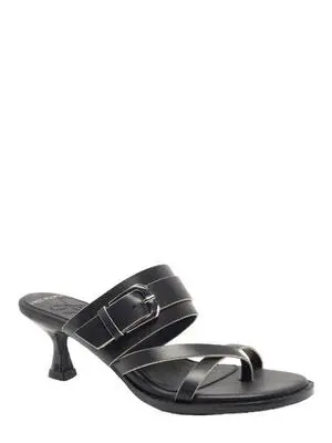 Free People Belted Toe Loop Kitten Heel Sandals - Black Tide Leather