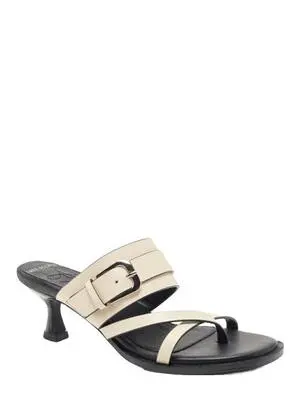 Free People Belted Toe Loop Kitten Heel Sandals - Bone Leather