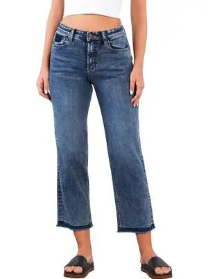 HINT OF BLU Release Hem High-waist Straight-leg Ankle Jeans - Mystery Blue