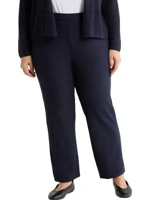 Eileen Fisher Stretch Crepe Kick Flare Ankle Pants - Ink