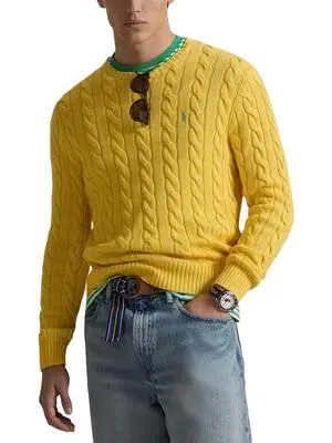Polo Ralph Lauren Cable Knit Cotton Sweater Sunfish Yellow