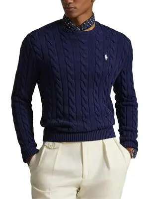 Polo Ralph Lauren Cable-knit Cotton Crewneck Sweater - Bright Navy