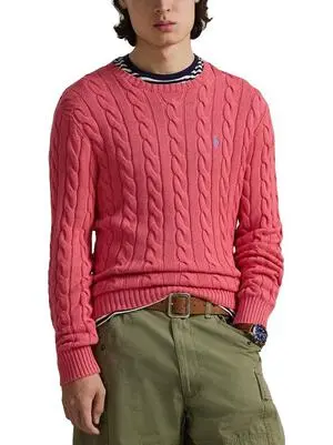 Polo Ralph Lauren Cable Stitch Cotton Crewneck Sweater - Pale Red