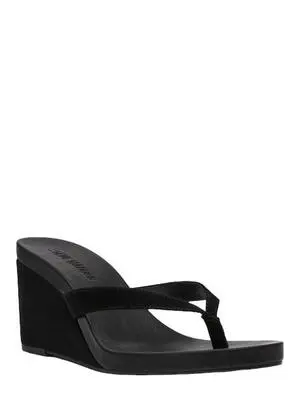Steve Madden Wedge Sandal - Black Suede