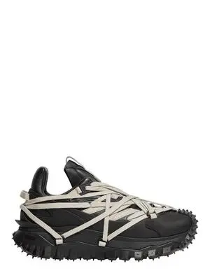 RICK OWENS MONCLER Trailgrip Megalace Leather Sneakers - Black