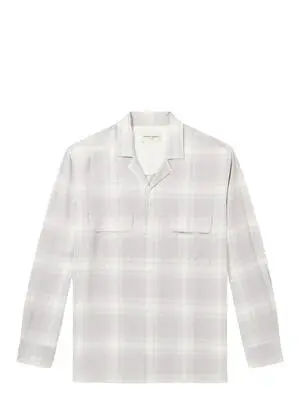 Officine Générale Leto Camp-collar Checked Twill Shirt - Gray