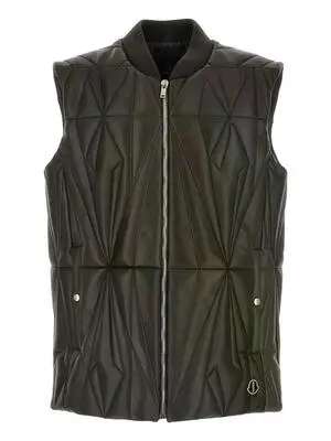 MONCLER + RICK OWENS Rick Owens X Moncler Quilted Leather Vest - Black