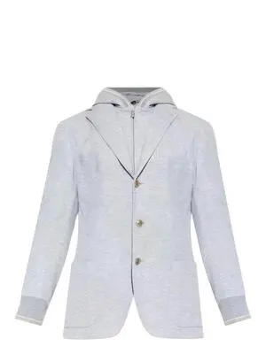Eleventy Hooded Buttoned Jacket - Grey