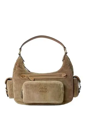 Miu Miu Corduroy Shoulder Bag Neutrals
