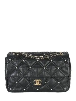 CHANEL Chanel Pearl Studded Lambskin Flap Bag