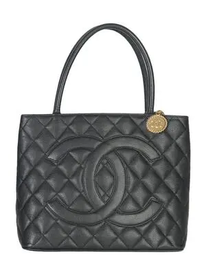 Chanel Quilted Caviar Medallion Tote - Black