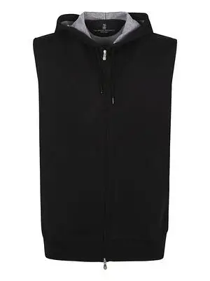 Brunello Cucinelli Sleeveless Zip-up Hoodie - Black