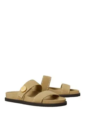 Tory Burch Romy Sport Leather Slides - Beige