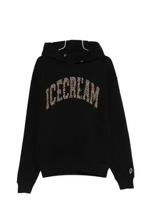 ICECREAM Logo Cotton Hoodie - Black