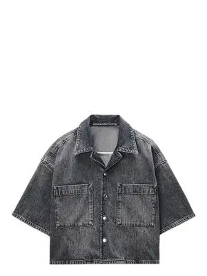 Alexander Wang Cropped Denim Shirt - Grey