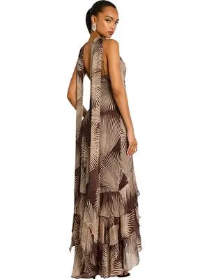 Rococo Sand Cowl Maxi Dress With Sash - Brown