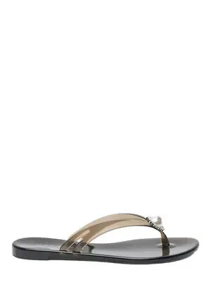Casadei Pearl Embellished Flip-flops - Black