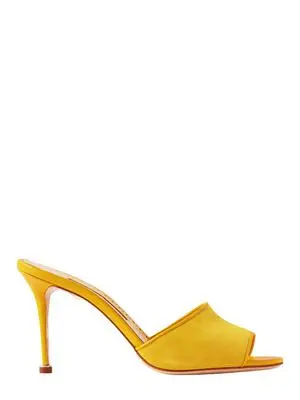 Manolo Blahnik Larache 90 Suede Mules - Yellow