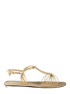 Prada Leather Flat Sandals - Gold