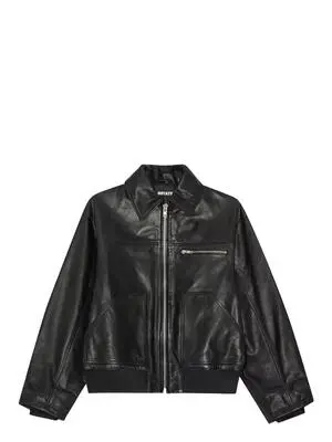Remain Birger Christensen Leather Bomber Jacket - Black