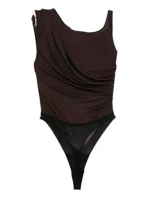 Elisabetta Franchi Draped One-shoulder Bodysuit - Brown