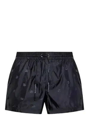 Dolce & Gabbana Logo Drawstring Swim Shorts - Black