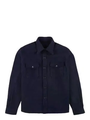 FORTELA Brushed Front Pocket Overshirt - Blue