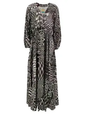 Momoni Geometric-pattern Maxi Dress - Brown