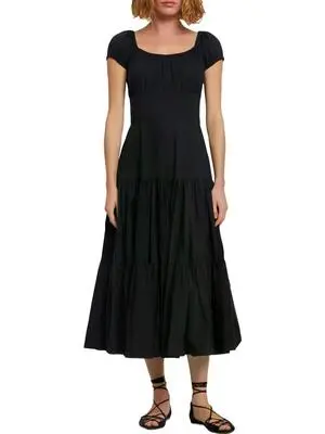 Michael Kors Tiered Midi Dress - Black
