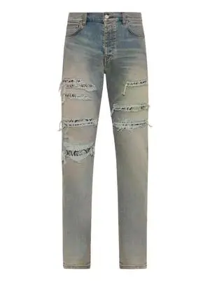 Amiri Distressed Snake Slim Jeans - Blue